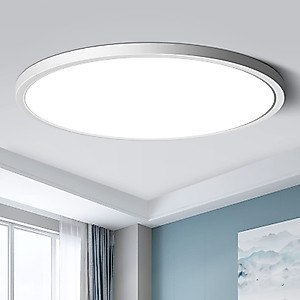 LED Flush Mount Ceiling Light Fixture, Daylight White 5000K, 12 Inch 24W(240W Equivalent), 3200LM, 0.94 Inch Thick Slim Modern Ceiling Lamp, Flat Round Ceiling Lighting for Bedroom Hallway Kitchen