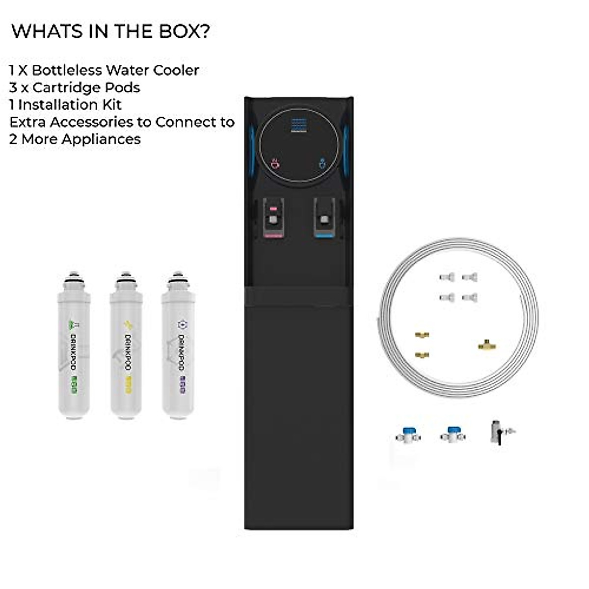 Bottleless Water Cooler Hot and Cold Water Dispenser for Offices & Homes (Black)