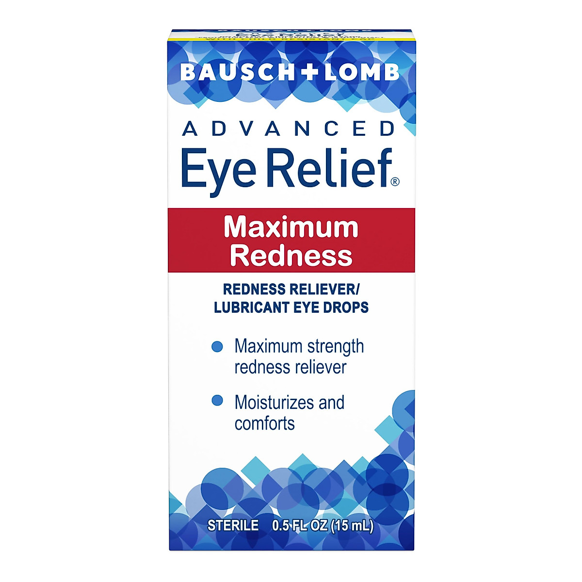 Bausch & Lomb Advanced Eye Relief Maximum Redness Lubricant Eye Drops from 0.5 Fl Oz (15 mL) - Pack of 5