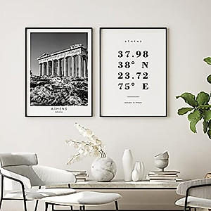 Dear Mapper Athens Greece View Abstract Road Modern Map Art Minimalist Painting Black and White Canvas Line Art Print Poster Art Print Poster Home Decor (Set of 3 Unframed) (16x24inch)