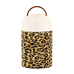 CUPADA Gold Leopard Food Jar for Hot and Cold, Seamless Printed Insulated Food Jars Vacuum 17OZ with Folding Spoon for Work Trip Picnic Camping
