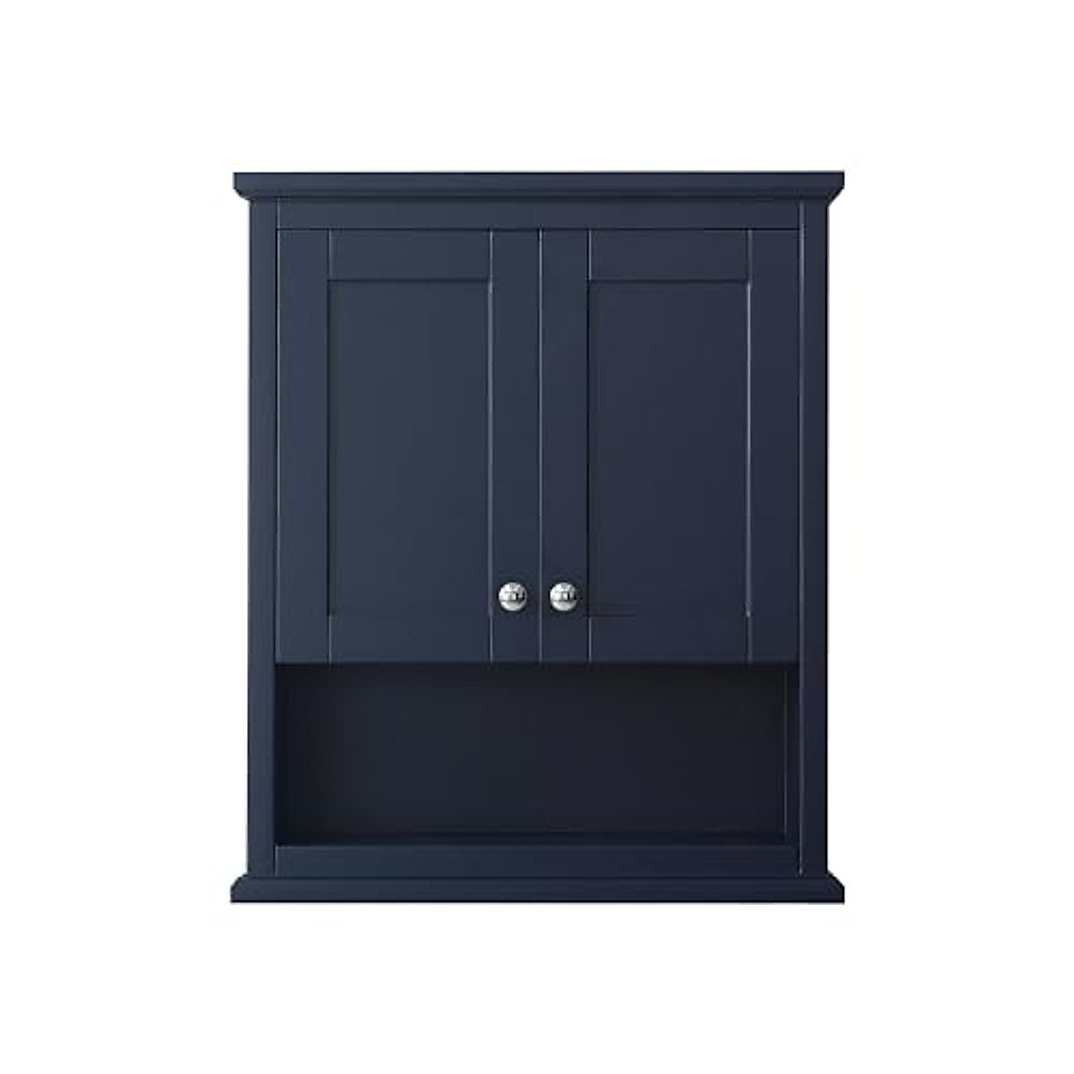 Wyndham Collection Avery Over-The-Toilet Bathroom Wall-Mounted Storage Cabinet in Dark Blue with Polished Chrome Trim