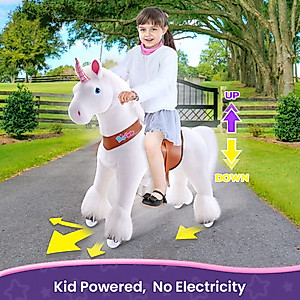 The ORIGINAL Ponycycle Pony Cycle Ride on walking horse without battery - Small White Unicorn 2-5 years old
