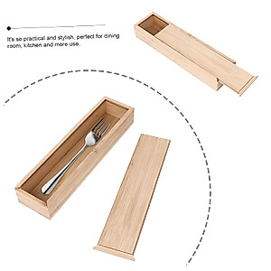 FELTECHELECTR 1pc Box Bamboo Rectangular Meal Silverware Organizer with Lid Camping Cutlery Organizer Expandable Cutlery Tray Travel Cutlery Bamboo Tableware Holder Work - Wooden Brush
