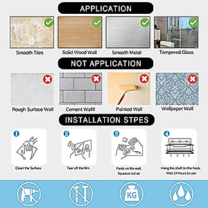 Shower Caddy Basket Shelf with Hooks, 2 Pack No Drilling Adhesive Shower Organizer Wall Mounted Rustproof Bathroom Storage Rack for Bathroom, Lavatory, Washroom, Restroom, Shower, Toilet, Kitchen