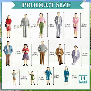 Namalu 14 Pcs 1: 25 Scale Miniature People Figurines Mini Architectural Plastic Figurines Dollhouse People Mini People Figures Painted Standing and Seat People for Miniature Scenes