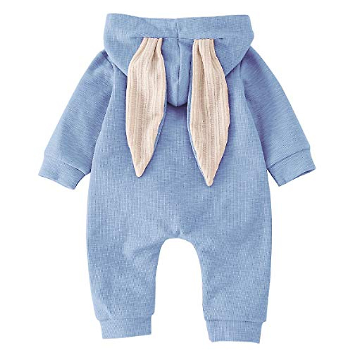 AGQT Baby Boys Bunny Costume Easter Halloween Animal Costume One Piece Romper Bunny Ear Costumes 3D Rabbit Ear Hoodie Outfit Light Blue Size 18-24 Months