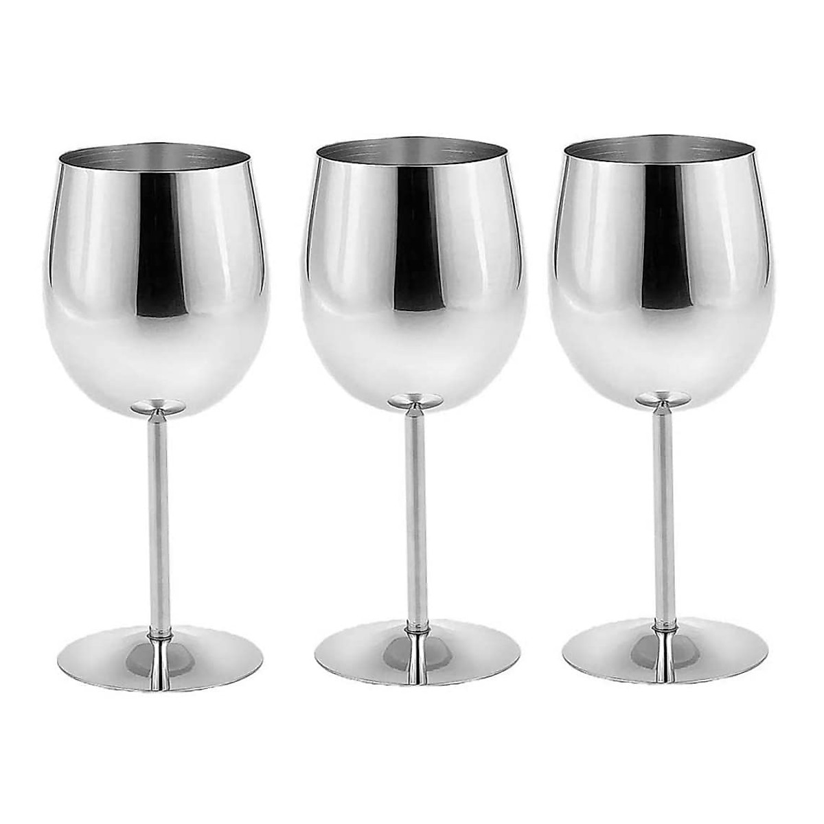 BUJIATANG 3pcs Stainless Steel Red Wine Glasses Unbreakable White Wine Cocktail Glass Metal Drink Glass 240ml Stainless Steel Wine Glass