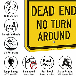 SmartSign Private Road Sign, Dead End Sign, Private Driveway Sign, 12 x 18 Inches 3M Engineer Grade Reflective Aluminum