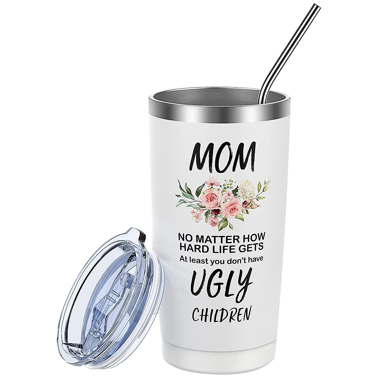 ABROML Mom Gifts Presents for Mom Birthday Gifts Mothers Day Gifts From Daughter, Son, Birthday Gifts for Mom, Valentines Day Gifts for Mom, 20oz Wine Tumbler with Rose Gold Mirror, Keychai (Style 1)