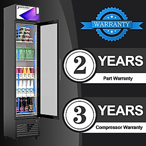 NAFCOOL Sub Zero Commercial Beverage Refrigerator Display Fridge，6 Cu Ft Small Slims Single Glass Door Merchandiser Drink Cooler with LED Light Adjustable Shelves,ETL and NSF Approval,15.4" Wide