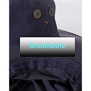 PLCWSCFV Sun Hats for Men Bucket Boonie UV Protection UPF50+ Waterproof Wide Brim Foldable Packable Fishing Beach Safari Light Grey X-Large XX-Large XL XXL