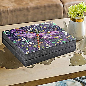 LUSandy DIY 5D Dragonfly Diamond Painting Jewelry Box Kits for Adults Kids, Special Shaped Crystal Rhinestone Diamond Art Jewelry Case Storage Organizer PU Leather Rings Necklace Bracelet Storage Box