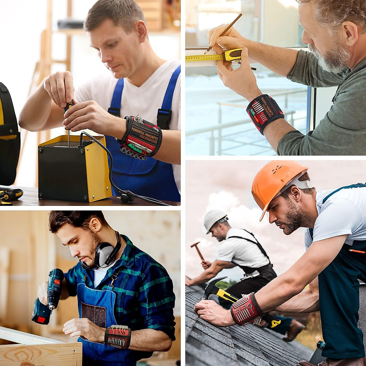 2P Magnetic Wristband Stocking Stuffers for Men, Tool Belt Magnet Wrist for Holding Screws Nails Drill Bits Cool Gadget Christmas Birthday Dad Him Husband Women Who Have Everything Wants Nothing