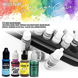 Pixiss Model Paint Storage Case Acrylic Paint Organizer Holder Tray Works with Round Top Hobby Paint Brands, Paint Rack or Paint Holder 60 Slots with 6 Fine Detail Miniatures Paint Brushes