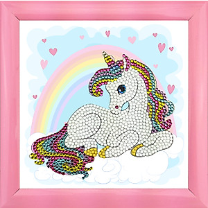 Craft Buddy Crystal Art CAFBL-4 Unicorn Rainbow, 16x16cm Frameable Crystal Art