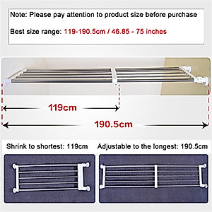 Baoyouni Adjustable Closet Tension Shelf Rod Expandable Clothes Hanging Rail Pole Dividers Wardrobe Space Saving Storage Organizer Ivory, 46.85-75 Inches