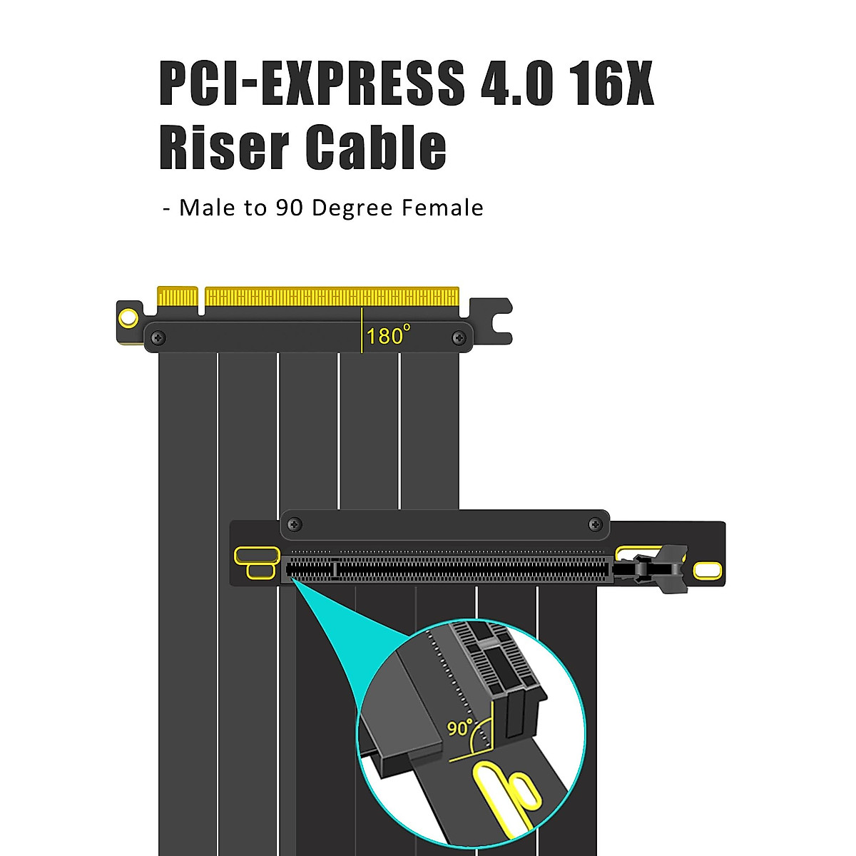 GLOTRENDS 200mm PCIe 4.0 X16 GPU Riser Cable, Female 90 Degree Angle, Compatible with Gen 4 GPUs, Such as RTX4090-RTX3060, RX7900, RX6950XT-RX6500XT,etc (PCIE40-X16-200MM-1890D)