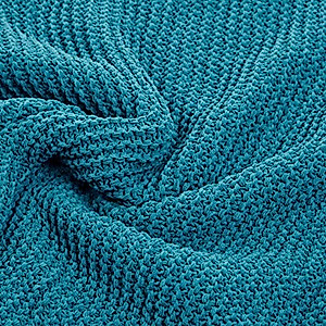 Amazon Basics Knitted Chenille Throw Blanket - 60 x 80 Inches, Teal