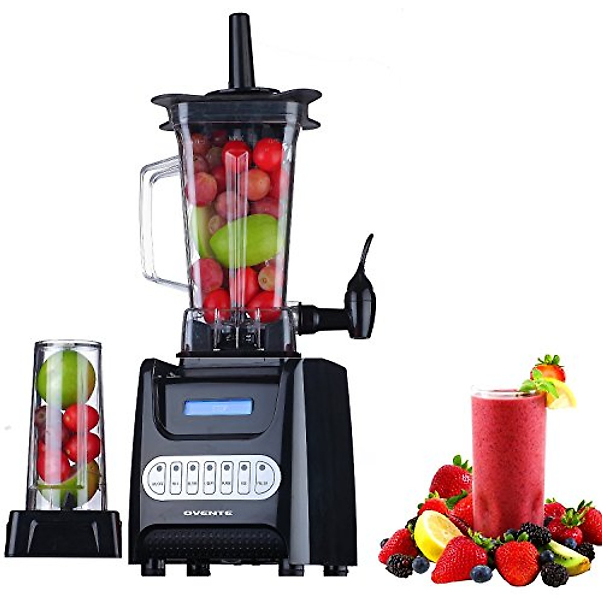 Ovente Kitchen Countertop Blender with Dispenser Stainless Steel Blade & 1.5L BPA-Free Portable Easy Clean Jar, 1000 Watt Base Powered Electric Mixer for Smoothie Protein Shakes, Black BLH1000B