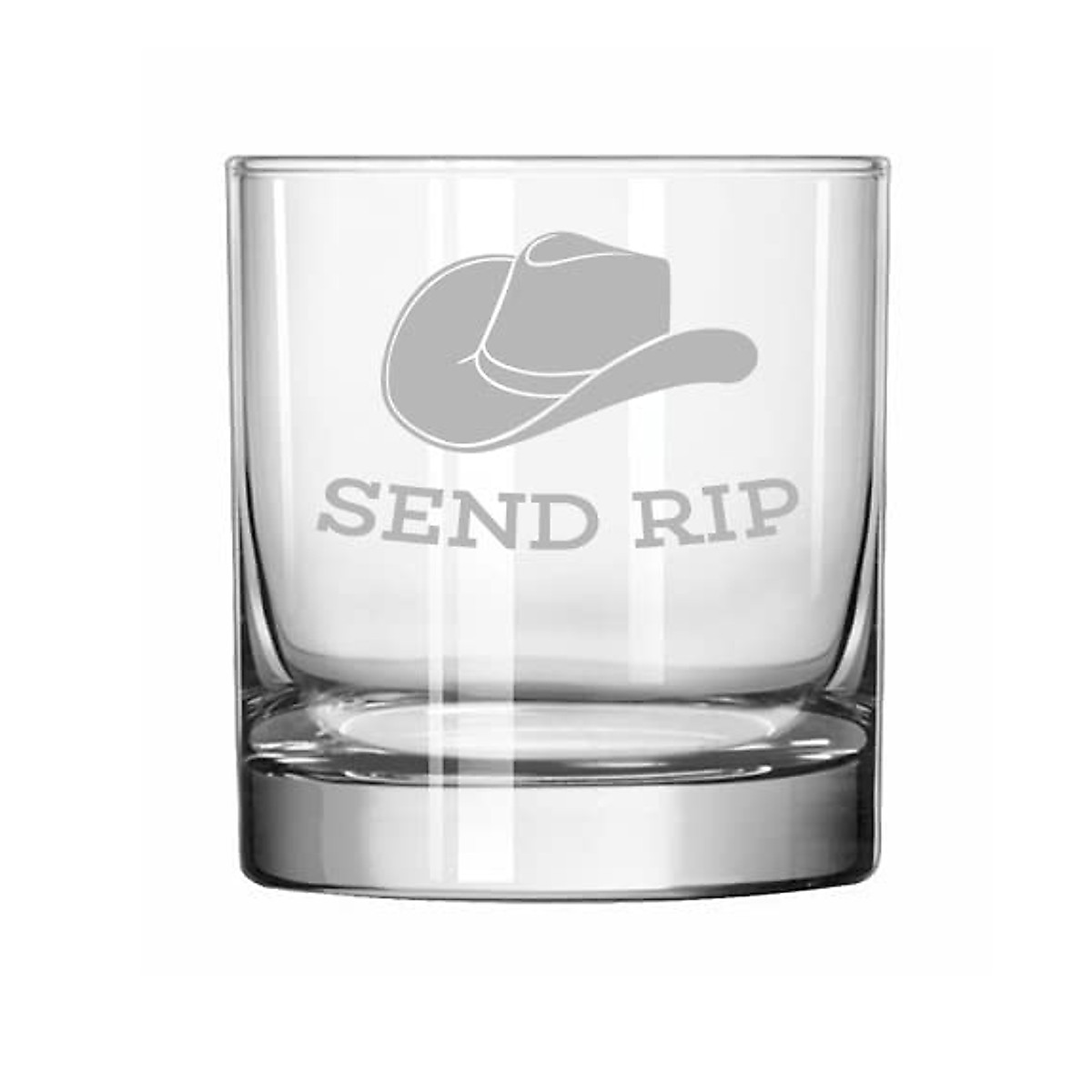 MIP Rocks Whiskey Old Fashioned Glass Send Rip Cowboy Hat