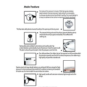 Super Quality Stainless Steel 304 Pressure Cooker, Six Over-pressure Safety Systems, Silver Color, One Extra Rubber Gasket, Gift Box, Mirror Polish, Three Layer Compound Bottom (13.4 QT (Dia 34 cm))