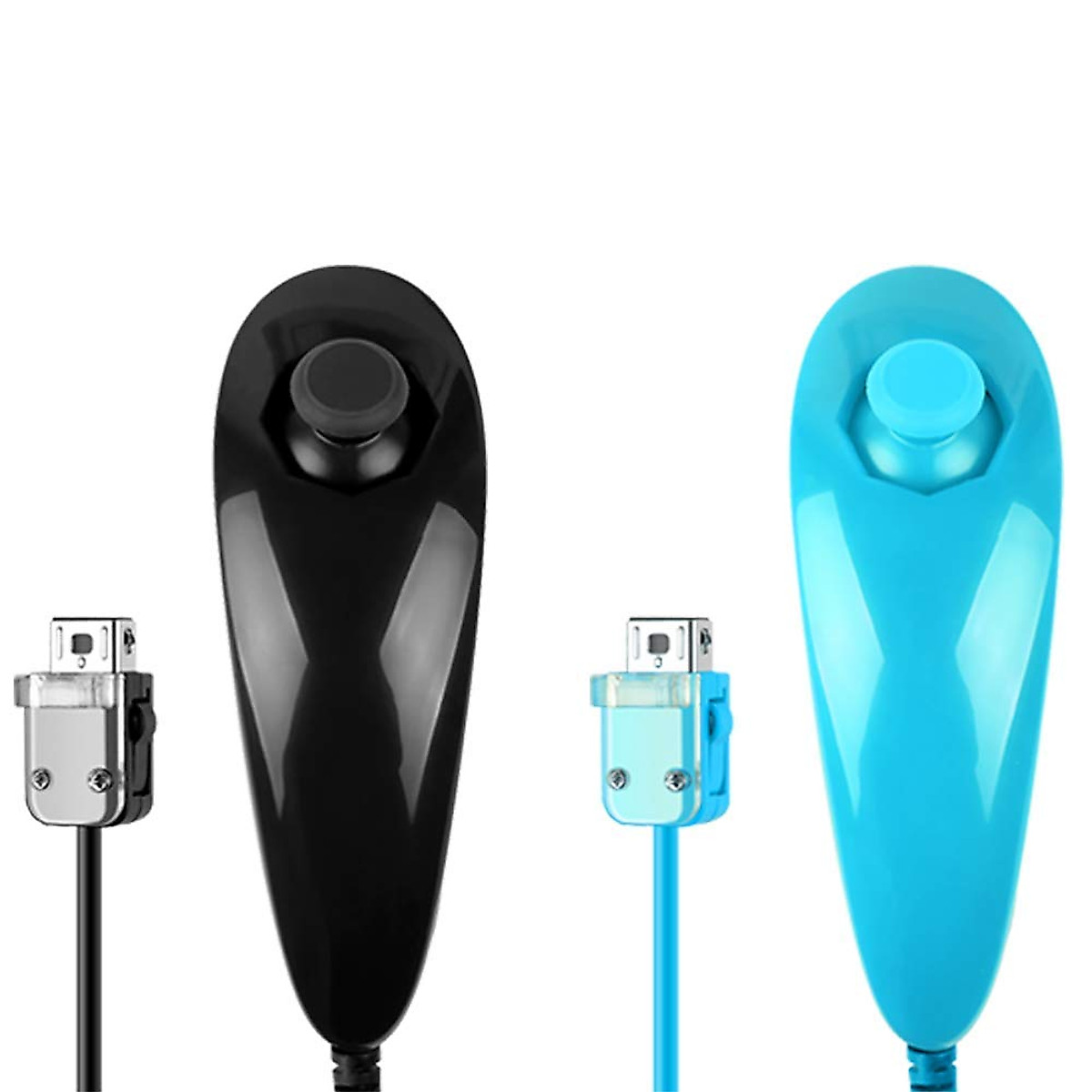 Poulep Gesture Controller and Nunchuck Joystick with Silicone Case for Wii Wii U Console (black + light blue)