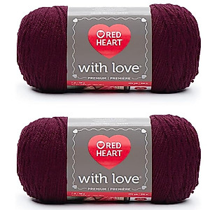 Red Heart with Love Merlot Yarn - 2 Pack of 198g/7oz - Acrylic - 4 Medium (Worsted) - 370 Yards - Knitting/Crochet