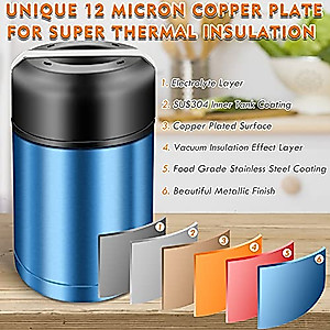 SSAWcasa Food Thermos,34oz Soup Thermos for Hot Food,Insulated Food Container,Wide Mouth Lunch Thermos Food Jar with Spoon,Leak Proof Stainless Steel Vacuum Thermal Bento Box Flask for Adult (Blue)