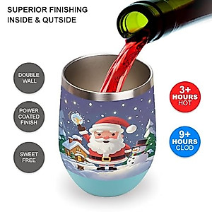 OPTKSNCU 304 Stainless Steel Insulated Cup with Lid, Big Santa Claus Print Durable, And Easy to Clean – Ideal for Home, Office, And Gift Giving