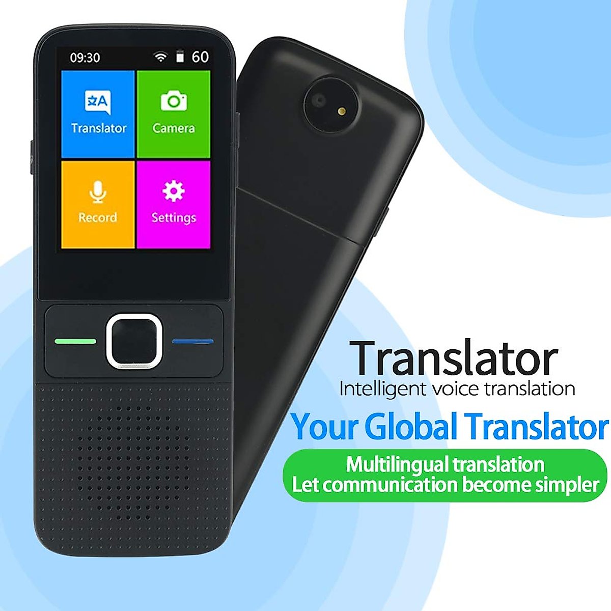 Language Translator Portable Instant Translator Device Support WiFi/Hotspot/Offline Two- Way Real Time Online 137 Languages with 2.4Inch Touch Screen Recording Smart Translator（Black）