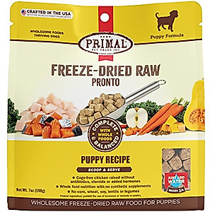 Primal Puppy Dog Food Pronto Freeze Dried Dog Food, Complete & Balanced Ready to Serve Healthy Grain Free Raw Dog Food (7 oz)