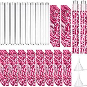 Sliner 62 Pcs Secret Tampon Flask Set Includes 1 oz Tube Flasks Reusable Self Adhering Wrappers Funnels with Handles for Women Girls (Classic Style)