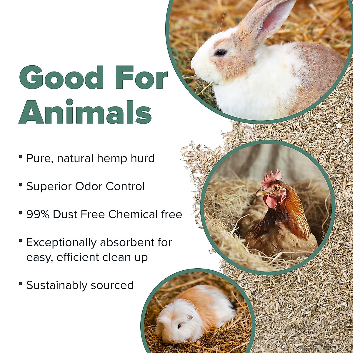 All Walks 18.5L 100% Natural Hemp Bedding - Odor Control, Dust-Free, Chemical-Free, for Chicken Coops, Hamsters, Rabbits & Small Animals, Biodegradable, Made in USA, Highly Absorbent