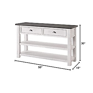 Martin Svensson Home Monterey Solid Wood Sofa Console Table White with Grey Top