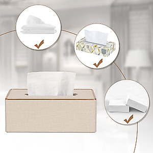 PU Leather Tissue Box Cover Holder - Rectangular Kleenex Box Covers for Home/Office/Car Decoration - 9.84"X5.23"X3.77" - Beige