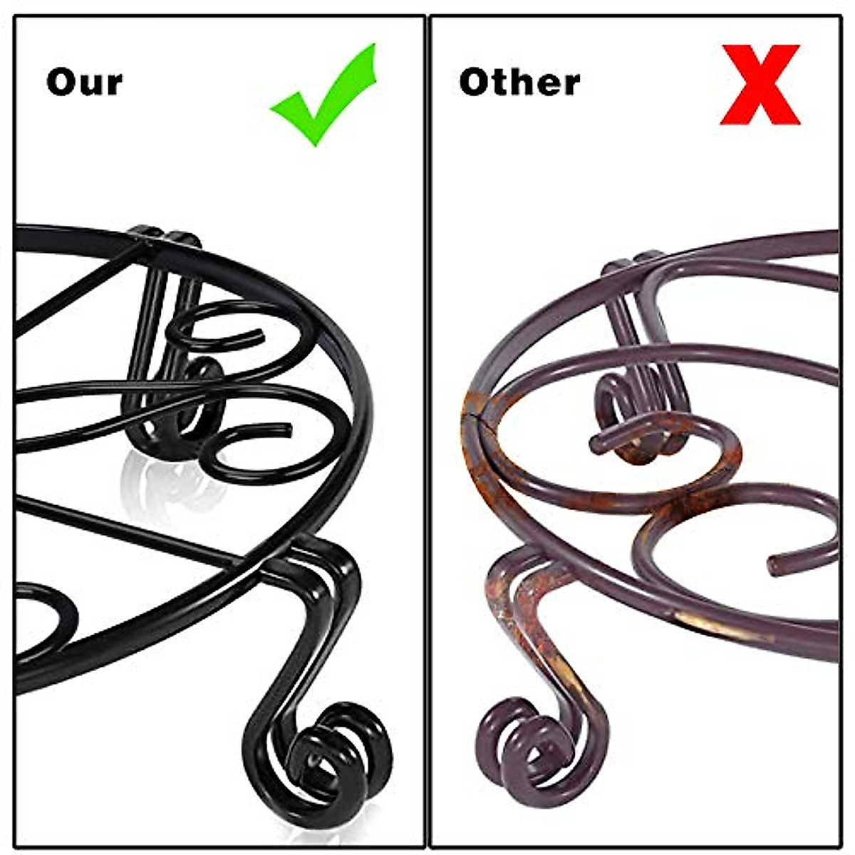 Black Plant Stand for Flower Pot Heavy Duty Potted Holder Indoor Outdoor Metal Rustproof Iron Garden Container Round Supports Rack for Planter Bronze, Pumpkin Stand Outdoor