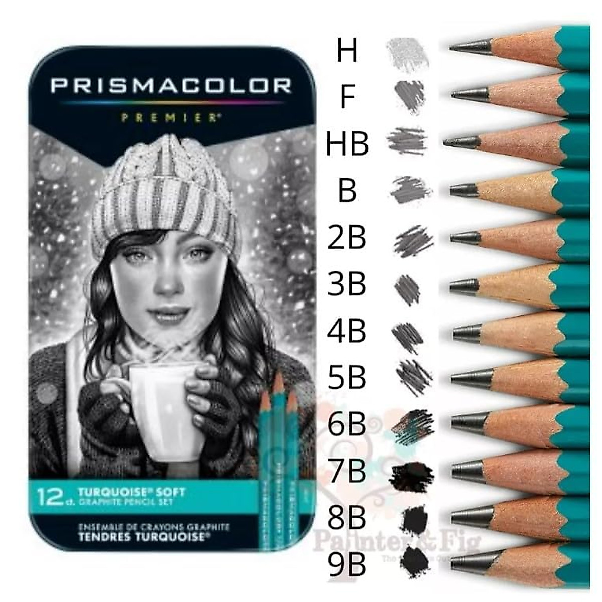 Prismacolor Premier Turquoise Graphite Sketching Pencils, Soft Leads, 12 Count