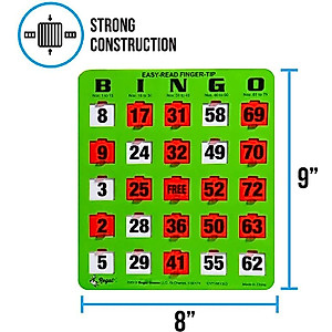Regal Bingo Bingo Cards with Sliding Windows - Green Reusable & Large Bingo Cards - Ideal for Family Fun Bingo Game Night - No Chips & Daubers Needed - 25 Pcs