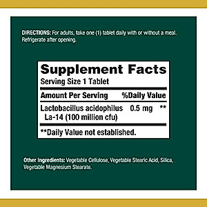 Nature’s Bounty Acidophilus Probiotic, Daily Probiotic Supplement, Supports Digestive Health, Twin Pack, 200 Tablets