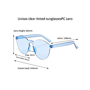 Gejoy 21 Pieces Round Rimless Sunglasses Transparent Candy Color Tinted Eyewear, Multicoloured, Medium