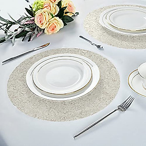 xigua Placemats Set of 4 Heat-Resistant Round Placemats for Dining Table Washable Table Mats, Stain Resistant Minimalist Russet Jute Motif Placemats for Kitchen Table