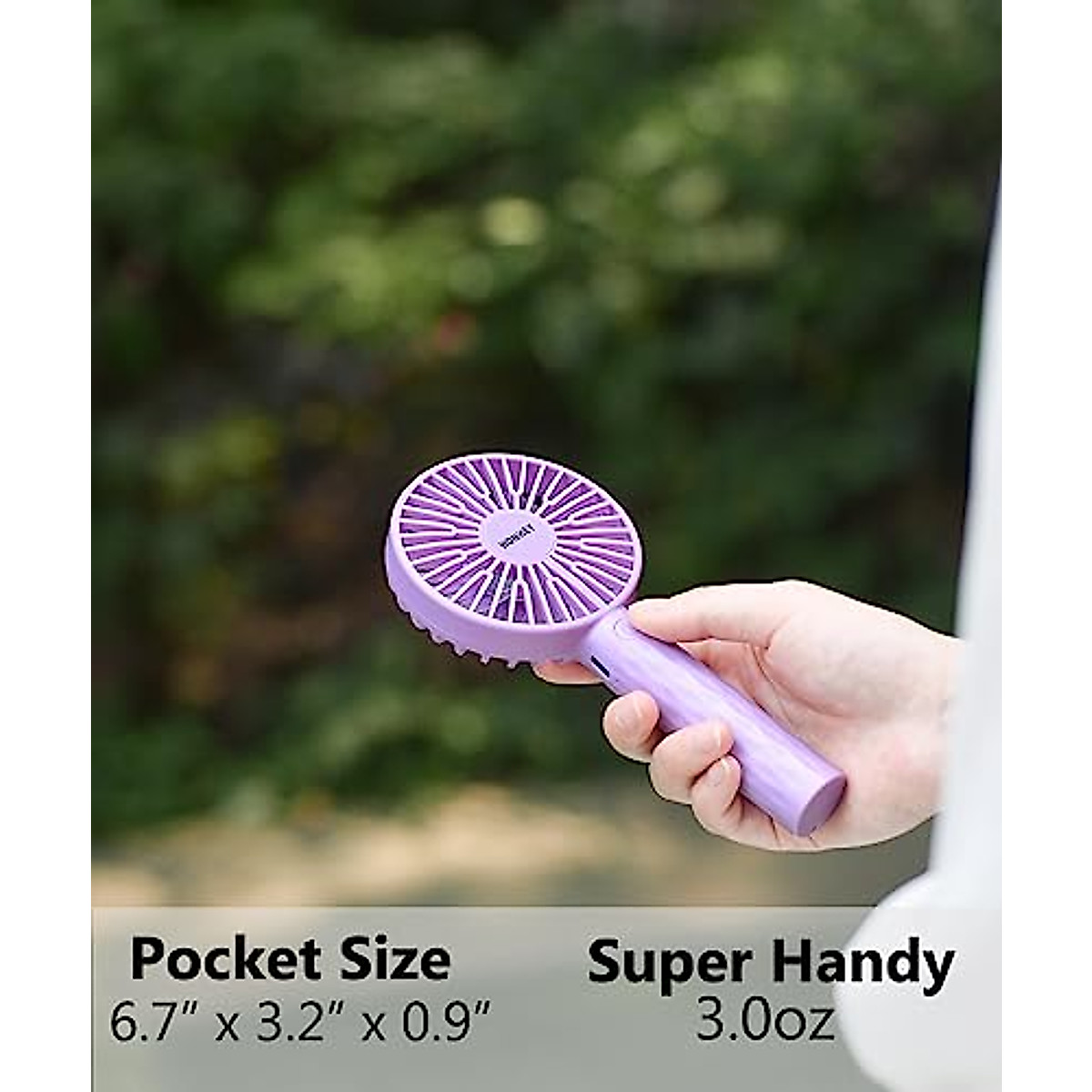 HonHey Handheld Fan, Super Mini Portable Fan with Rechargeable Battery Operated and 3 Adjustable Speed, Personal Hand Held Fan for Girls Women Kids Outdoor Travelling Indoor Office Home Eyelash Fan