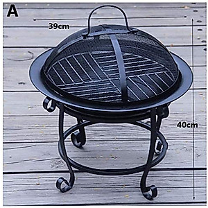 LEAYAN Garden Fire Pit Portable Grill Barbecue Rack Outdoor Fire Large Bonfire Wood Burning Patio Grill Firepit for Grill CharGrill with Spark Screen with Cover BBQ Cooking for Camping 40 * 36cm