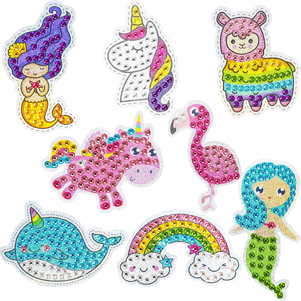 16 Pieces Big Diamond Painting Stickers Kits, Make Your Own Gem Stickers, 5D Diamond Painting by Numbers Cfart Kits for Girls Kids Toddler Ages 3-5 4-6 6-8