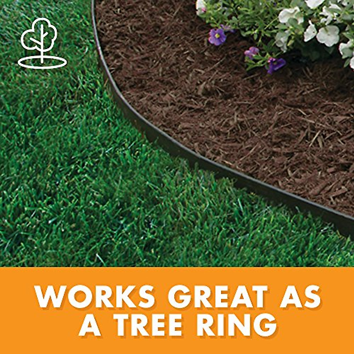 EasyFlex No-Dig Landscape Edging with Anchoring Spikes, 1.5 in. Tall Straight Top Plastic Garden Border, 40 Foot Kit, Black