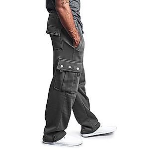 Men's Fashion Loose Pants for Men Lightweight Pants Men Elastic Waist Pants Men Sweat Pants for Mens Loose Fit Pants White Cargos Black Cargo Skirt(01-Dark Grey,XX-Large)