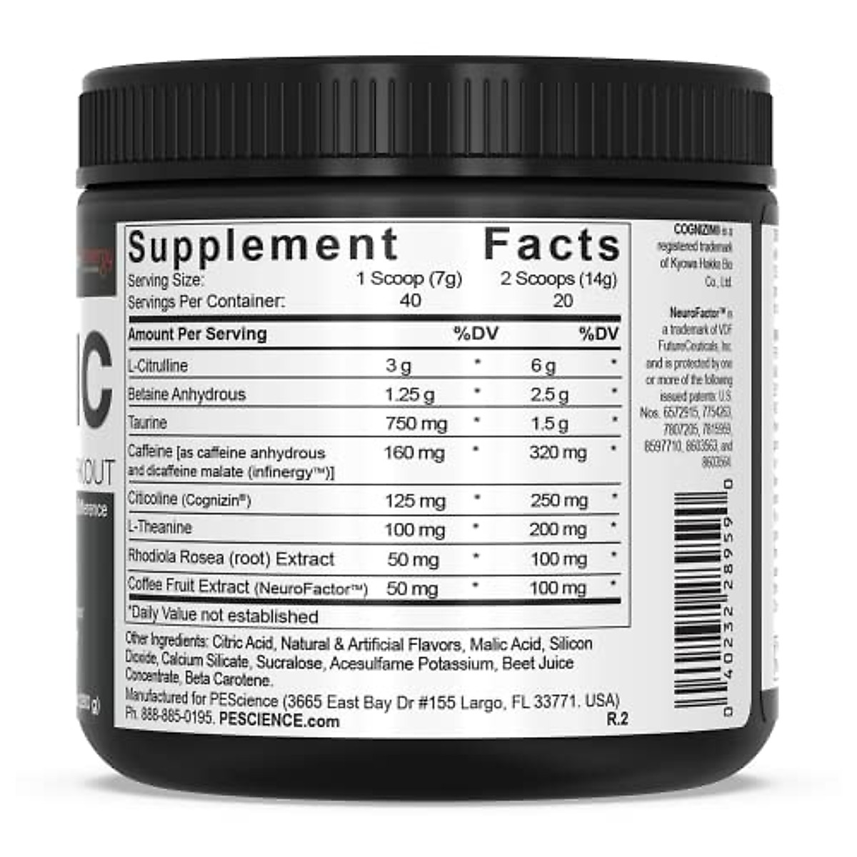 PEScience Prolific Pre Workout Powder, Sour Peach Candy, 40 Scoop, Energy Supplement with Nitric Oxide, KK Fit Signature Flavor