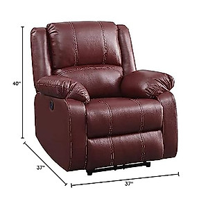 Acme Furniture PU Upholstered Power Recliner with USB Port, Red