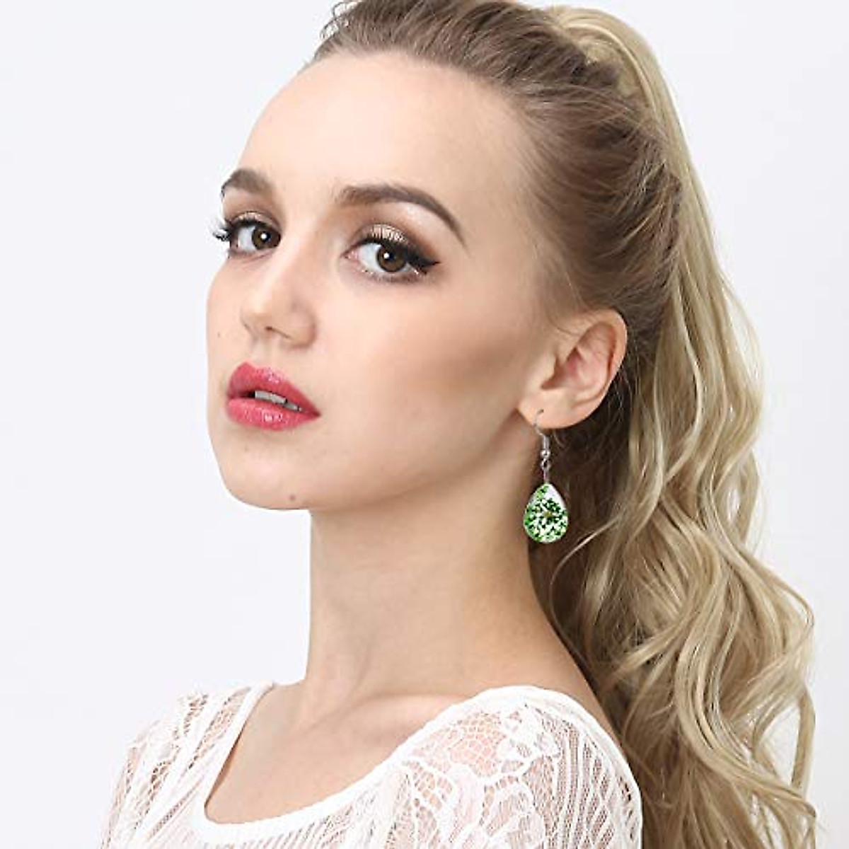 12 Pairs Multicolor Pressed Flower Dangle Earrings for Women-Life of Tree Drop Earrings for Grils- Womens Dangle Earrings Pack- Teen Girls Earrings Yellow Pink Purple Red Green Earring Set for Teens